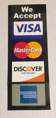 WE ACCEPT - DECAL STICKER - Visa, MasterCard, Discover and American ...