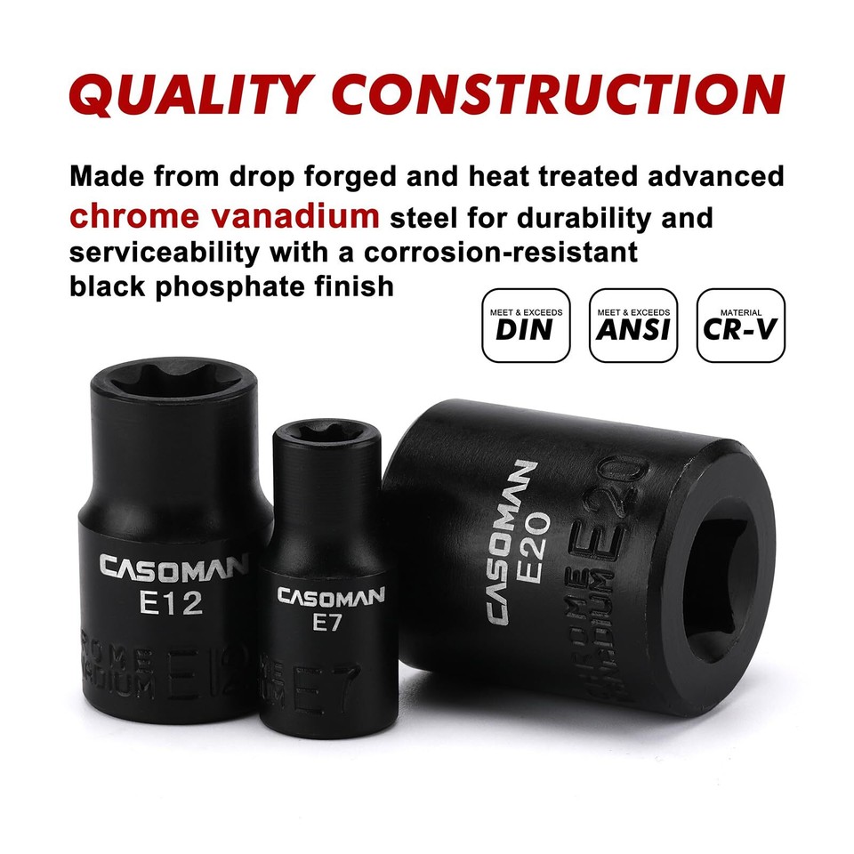 11PCS Female Torx Socket Set E Torx & Star Socket Set with Rail E4 ...