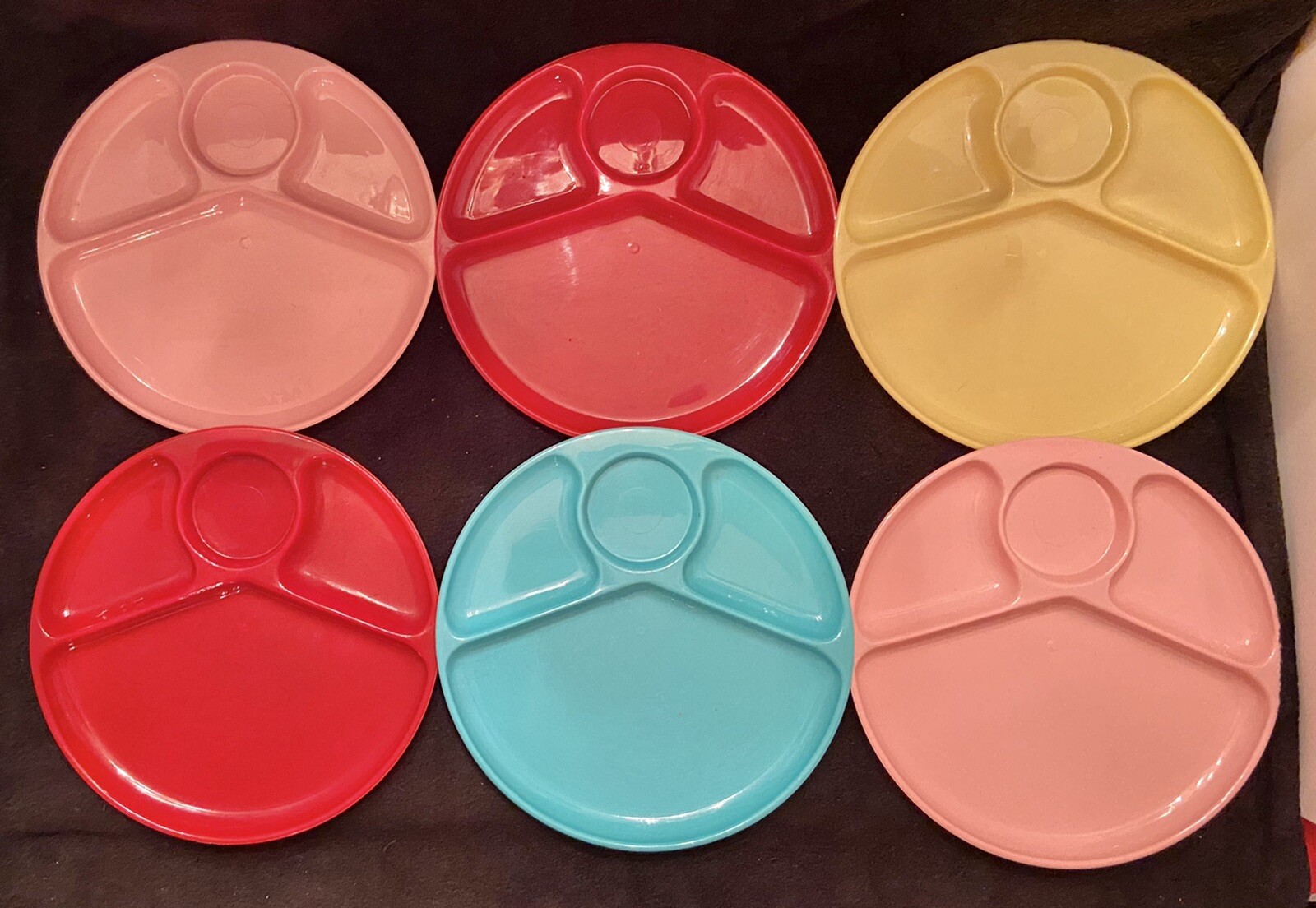6 Vintage Plastic Divided Picnic Plates-Camping-Mid-Century-MCM ...