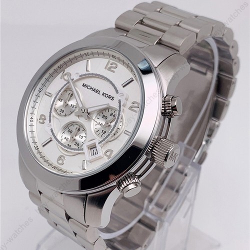 New Michael Kors MK8086 Men's Chronograph Stainless Steel Silver 45mm ...