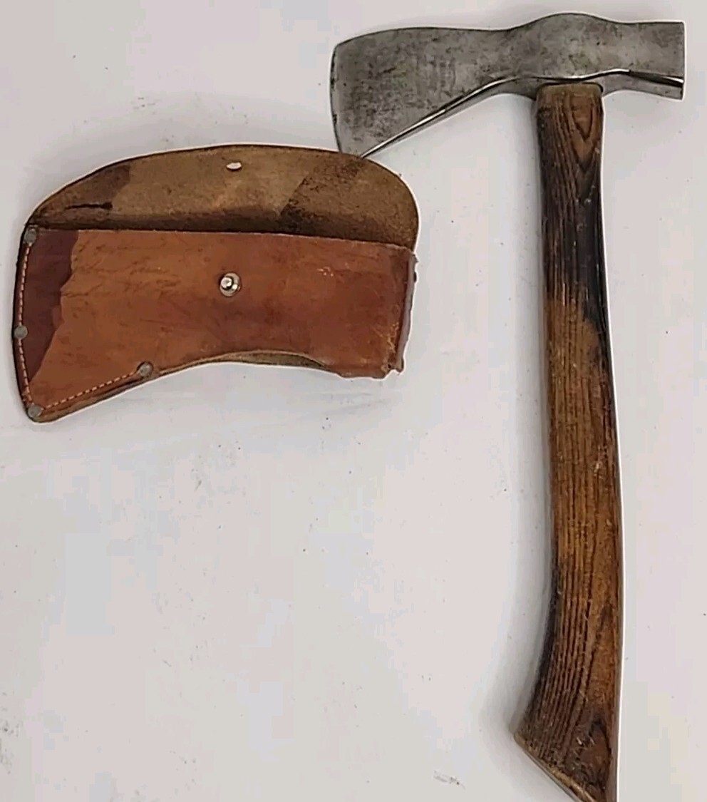 RARE Vintage WWII Sheldon Wells Lewis Tomahawk Hatchet & Leather Sheath ...