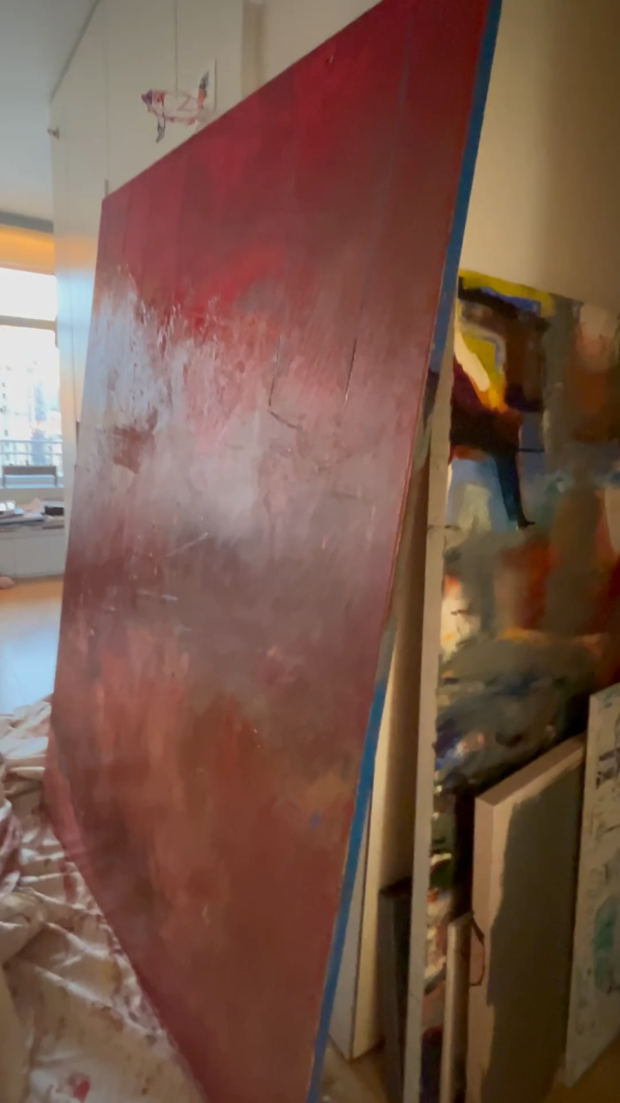 massive painting from artist oil,was and acrylic on mudeum grade panel ...