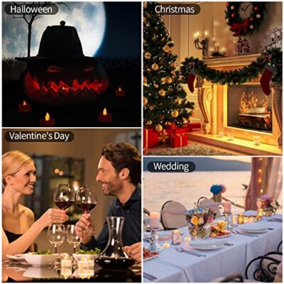 ERTYUI LED Tea Lights, 12/24/50/100/200 Pack Flameless Tea Lights, Warm ...