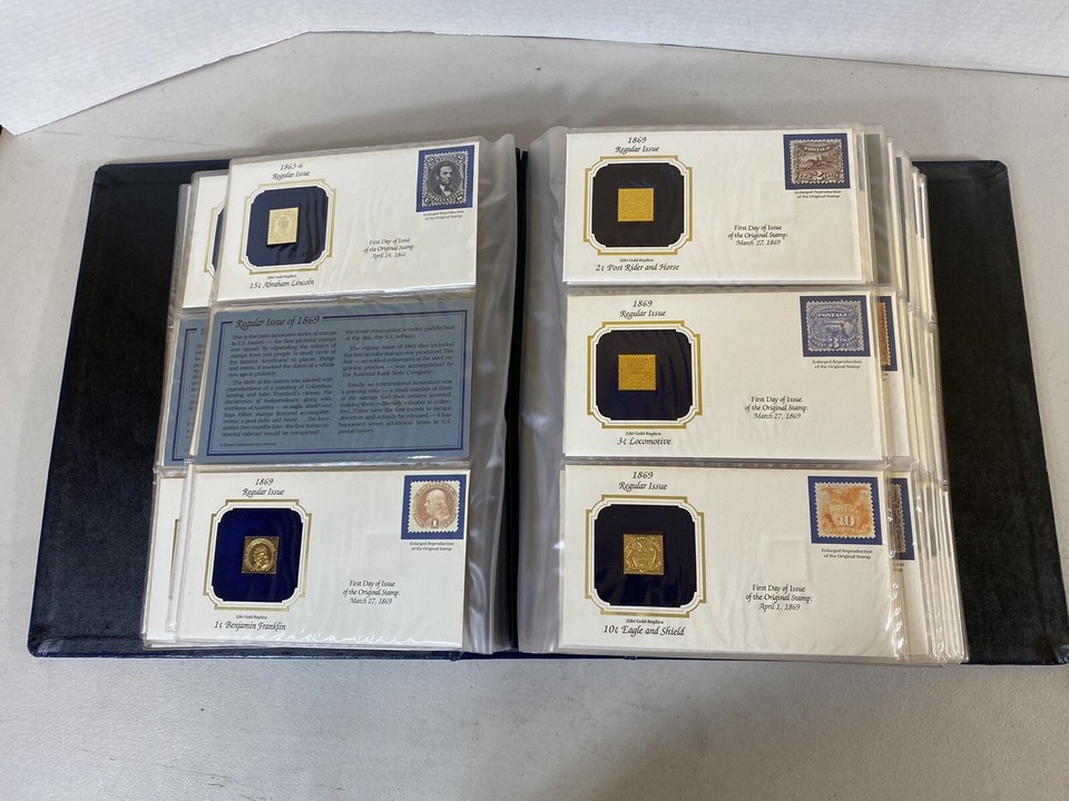 Golden Replicas of US Classic Stamps stamp collection book 22kt gold ...