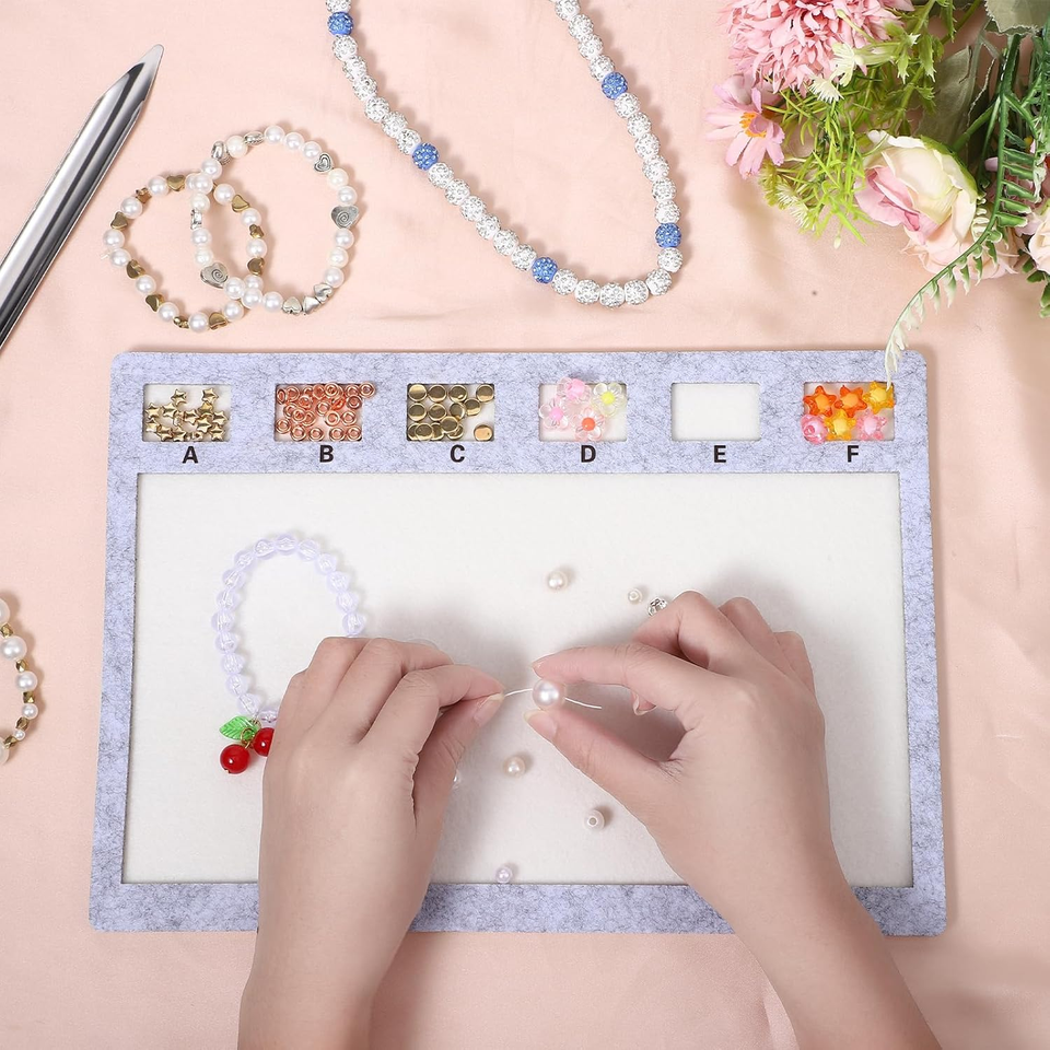 Rectangle Felt Beading Mat with Bead Scoop and Grids, Felt Beads Design ...