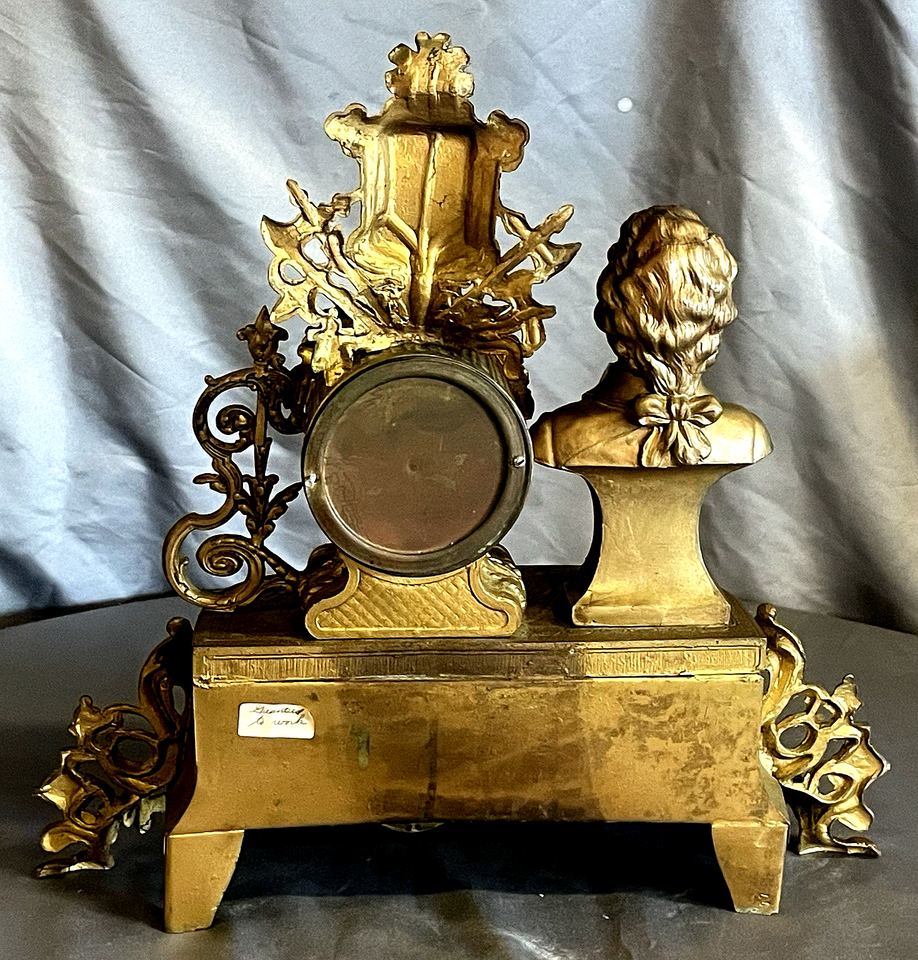 Antique French Cast Metal Porcelain Gold Gilt Mozart Sculpture Mantel ...