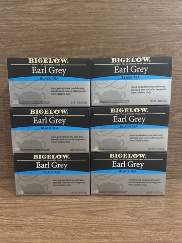 Bigelow Earl Grey Black Tea, 20 Bags Per Box (6 Pack) Exp: 03/2027 ...