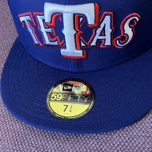 Authentic Texas "TETAS" Rangers New Era Overlap Cap Fitted Hat 7 3/4 ...