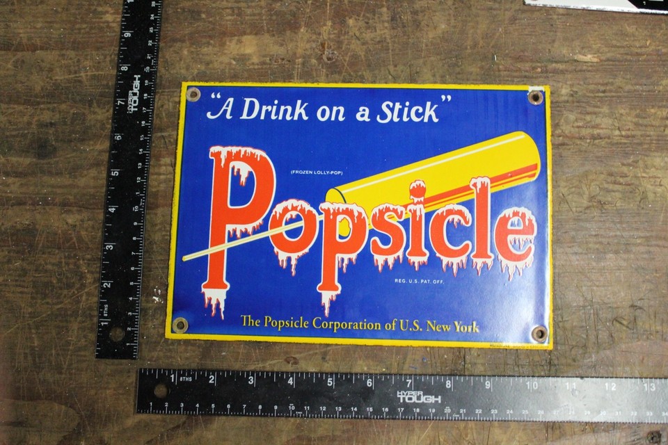 RARE POPSICLE DRINK ON A STICK PORCELAIN METAL SIGN ICE CREAM SODA POP ...