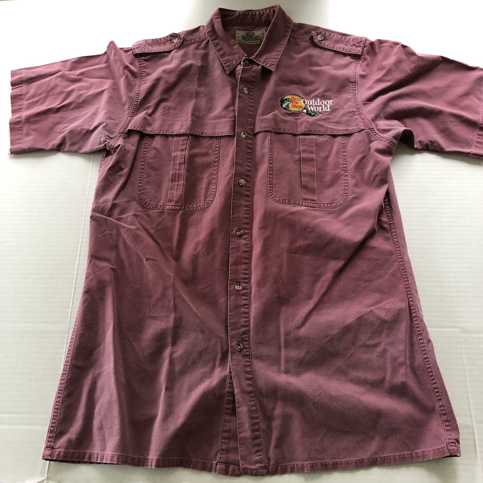 Redhead Bass Pro Shops Outdoor World Red Button Up Sh… - Gem