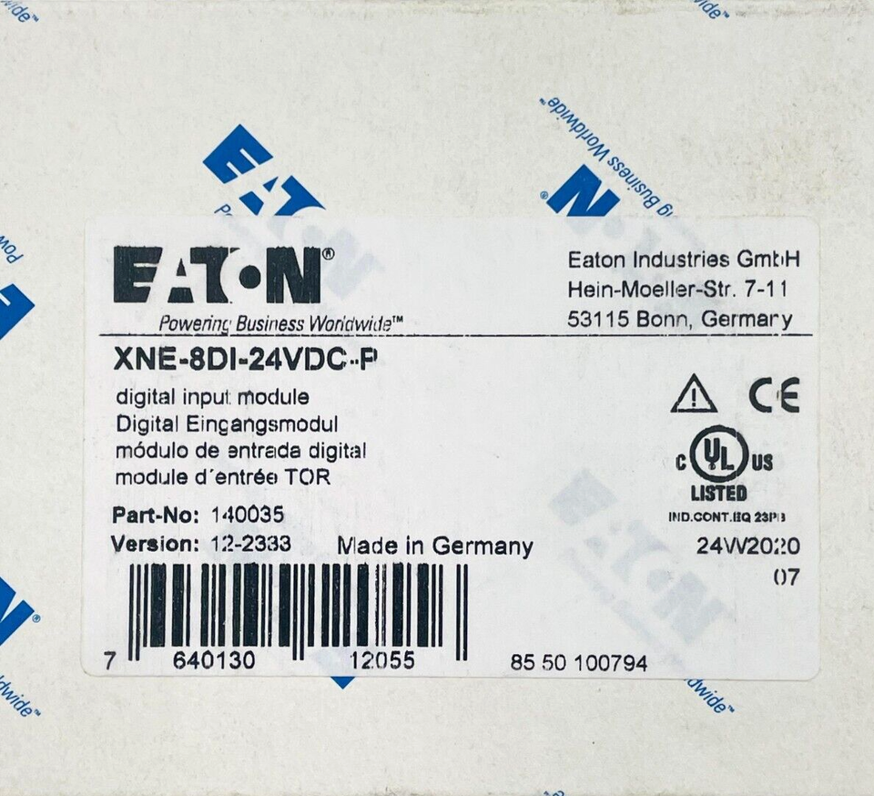 EATON XNE-8DI-24VDC-P Digital Input Module 140035 | eBay