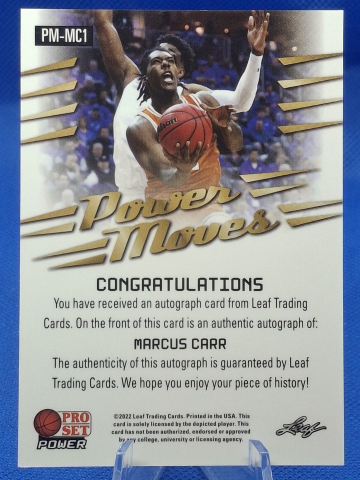 2021-22 Leaf Pro Set Power Moves Marcus Carr #PM-MC1 Gold Spectrum Foil ...