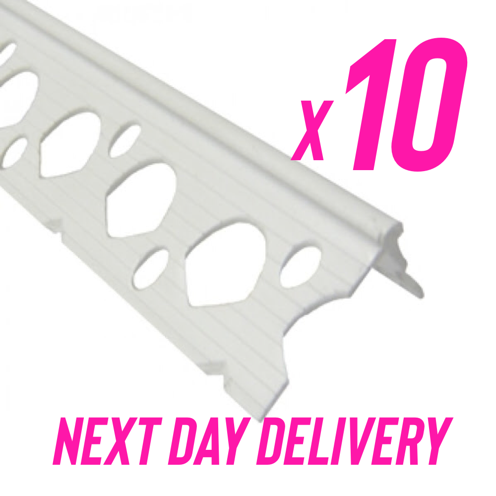 10x PVC Thin Coat Angle Bead 2.4m Plastic Corner Skim Next Day Delivery ...