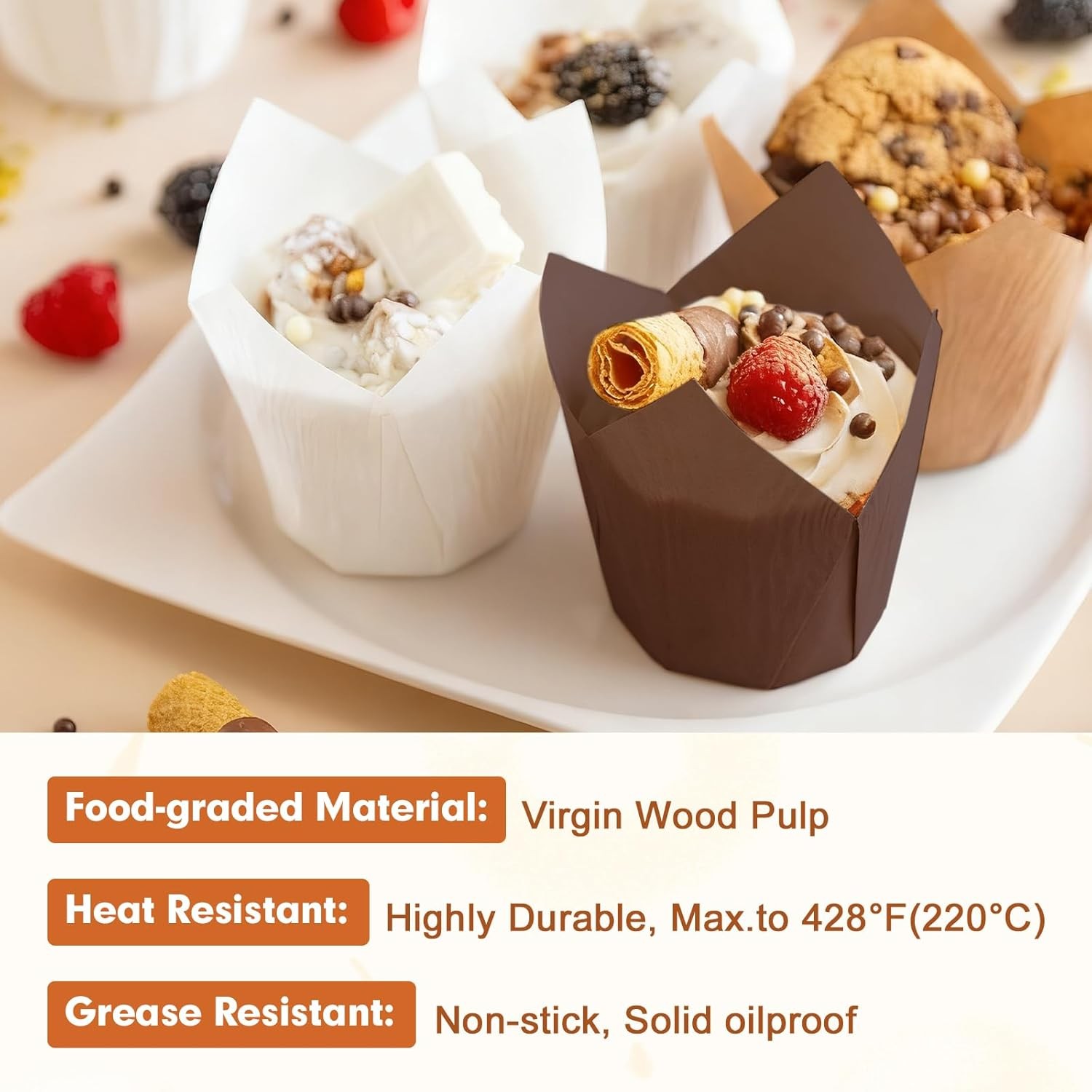 200pcs Tulip Cupcake Liners for Baking Cups, Excellent Muffin Liners ...