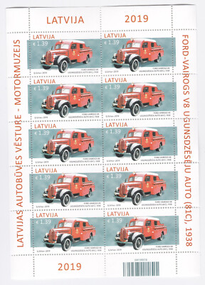 Full Sheet Collection 2019 Latvia Automotive History Ford Vairogs Fire ...