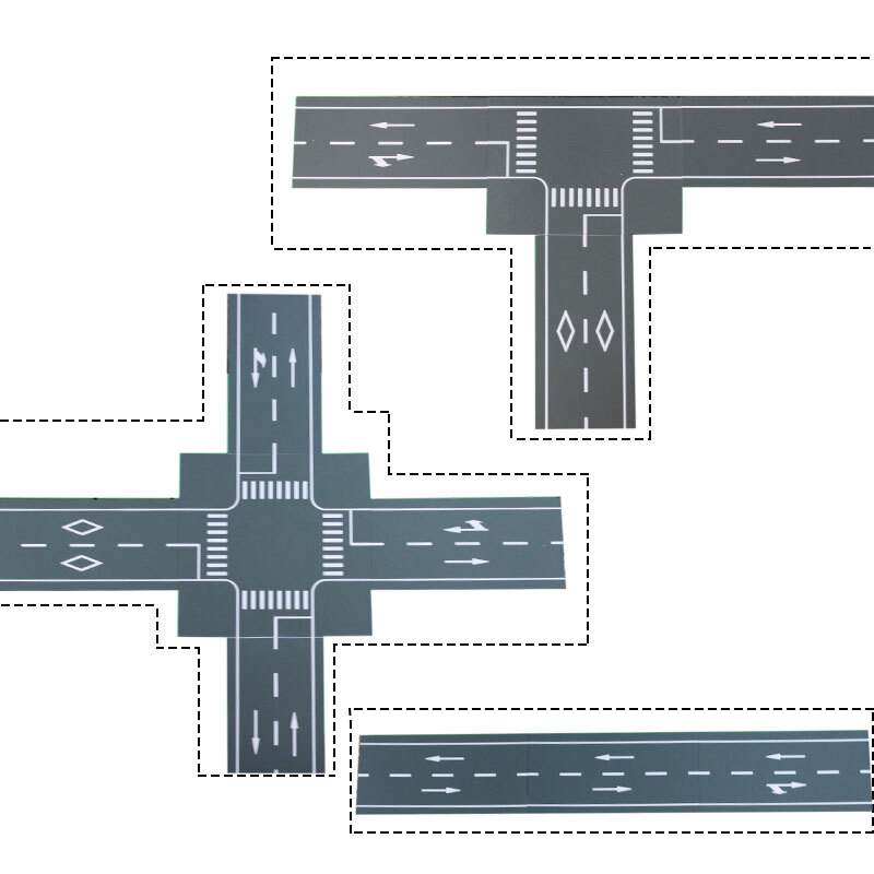 1:64 Scale Diorama City Road Model Crossroad T-junction Scene Display ...
