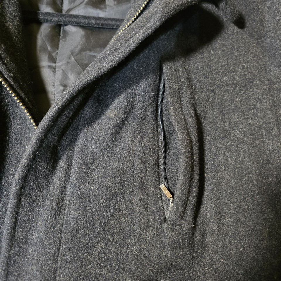 Kenneth Cole Jacket Men Large Coat Zip Up Wool Blend Bomber Charcoal ...