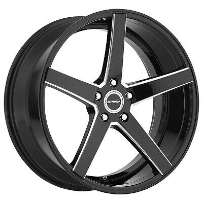 4-Strada S35 Perfetto 20x8.5 5x112 +35mm Black/Milled Wheels Rims 20 ...