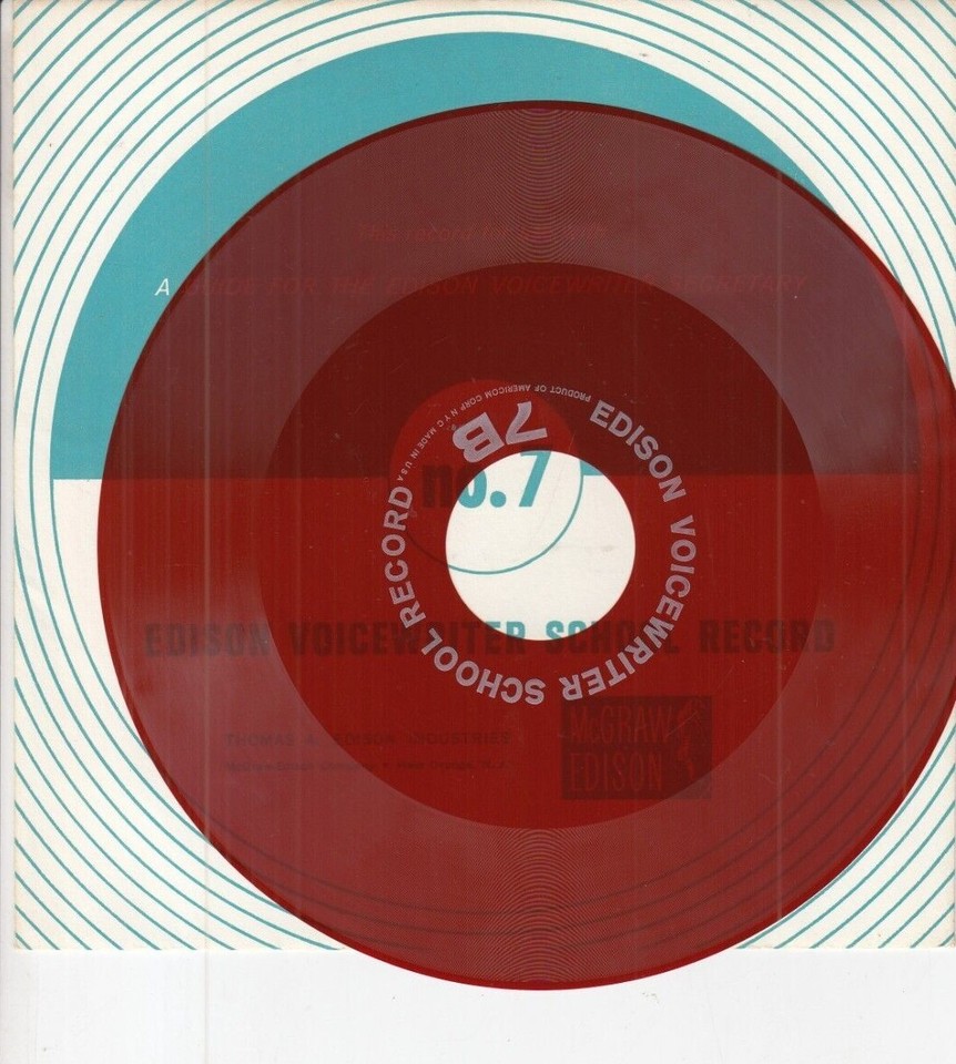 Vintage Thomas Edison Voicewriter Ruby Red Translucent Diamond Disc #7 ...