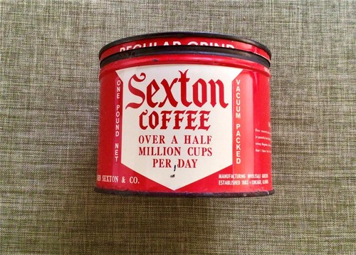 Vintage Sexton Coffee Tin Sherman Blend Key Wind Red 1 lb Can | eBay