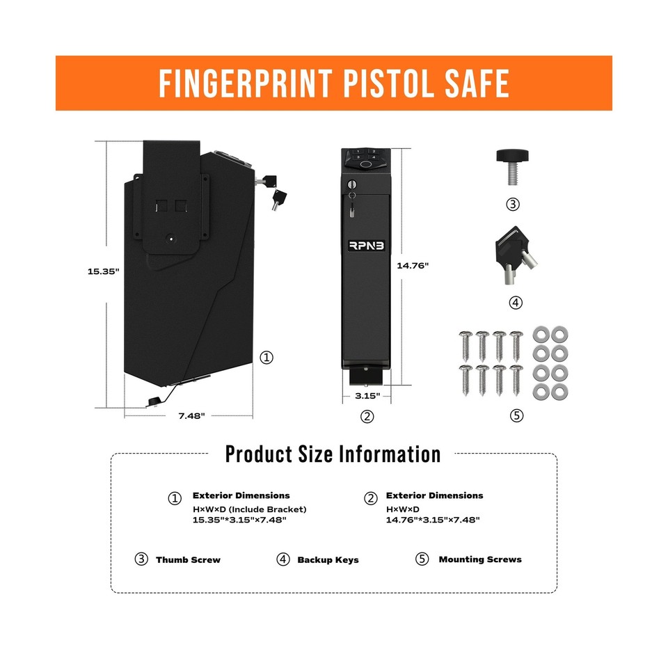 RPNB Mounted Gun Safe,California DOJ Certified Handgun Safe, Auto Open ...