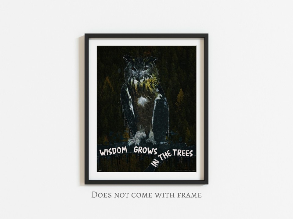 Wisdom Grows In The Trees Owl Motivational Poster Art Print Boys Room ...