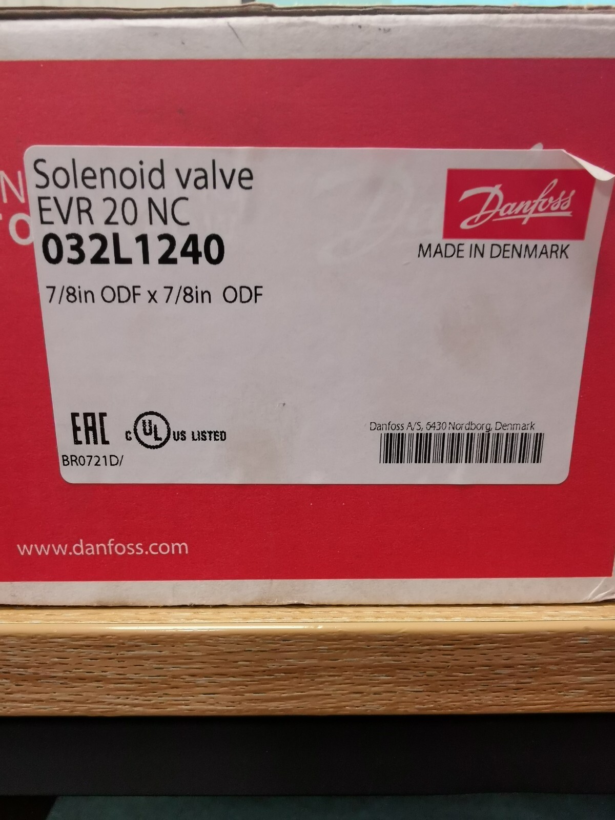 Danfoss Solenoid Valve EVR 20 NC 032L1240 7/8in ODFx 7/8in ODF NEW ...