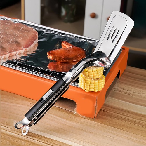 Slotted Spatula Grill Clamp Kitchen Tongs Hanging Hole Flipper Bread ...
