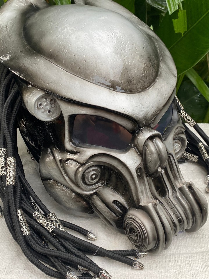Plain Silver Predator Robot Alien Custom Helmet Motorcycle Helmet with ...