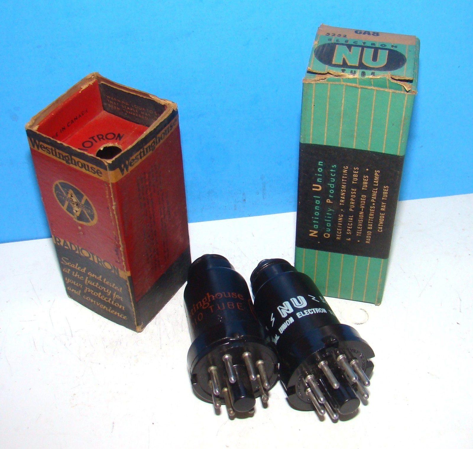 6A8 NOS radio audio amplifier metal vacuum 2 tubes valves tested 6A8GT ...