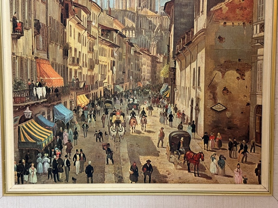 Vintage Print on Canvas- Corsia dei Servi, Milan, Italy by Giuseppe ...