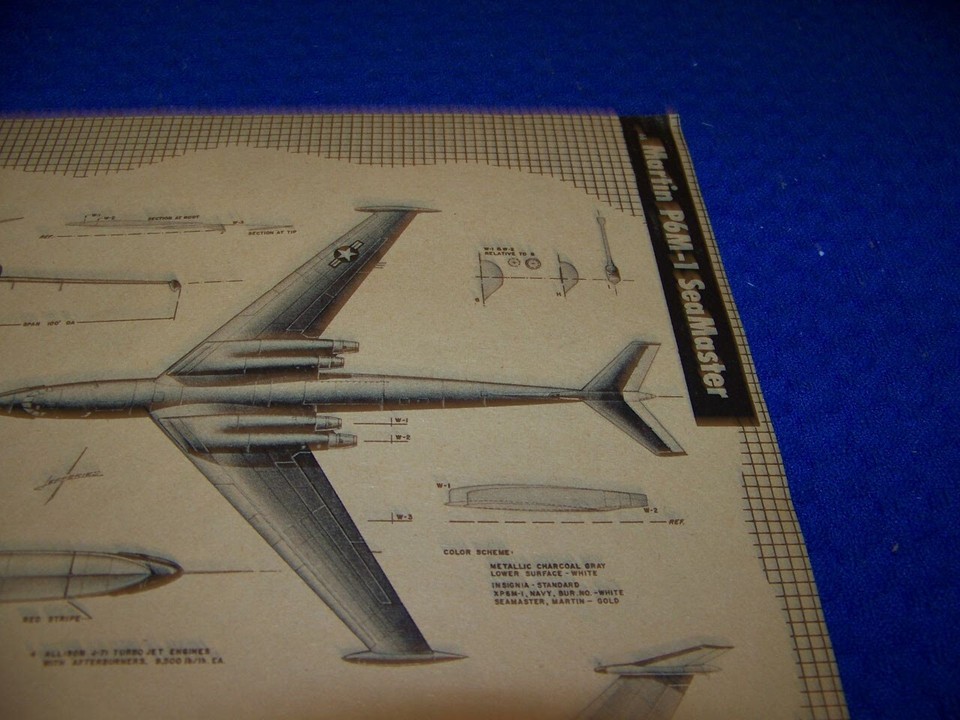 MARTIN P6M-1 SEAMASTER..4-VIEWS/CROSS SECTIONS/DETAILS (870LL) | eBay