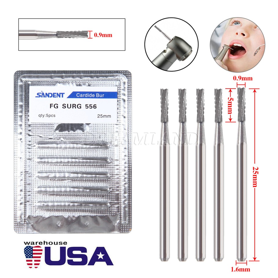 Dental Surgical Bur Long 557L 558 556 Carbide Burr 25mm High Speed | eBay