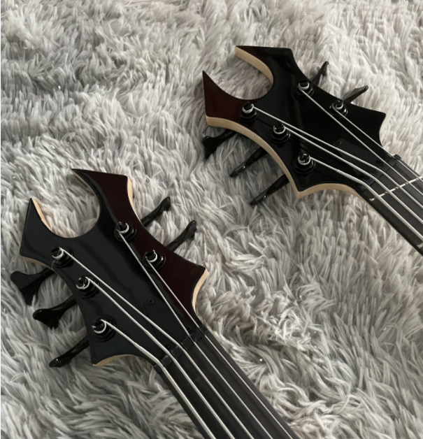 Custom Double Neck Electric Bass Guitar Blue 5+5 Strings Fretless Free ...