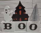 Ghost Boo Halloween Village Decor Wood Haunted House Tinsel Tree ...