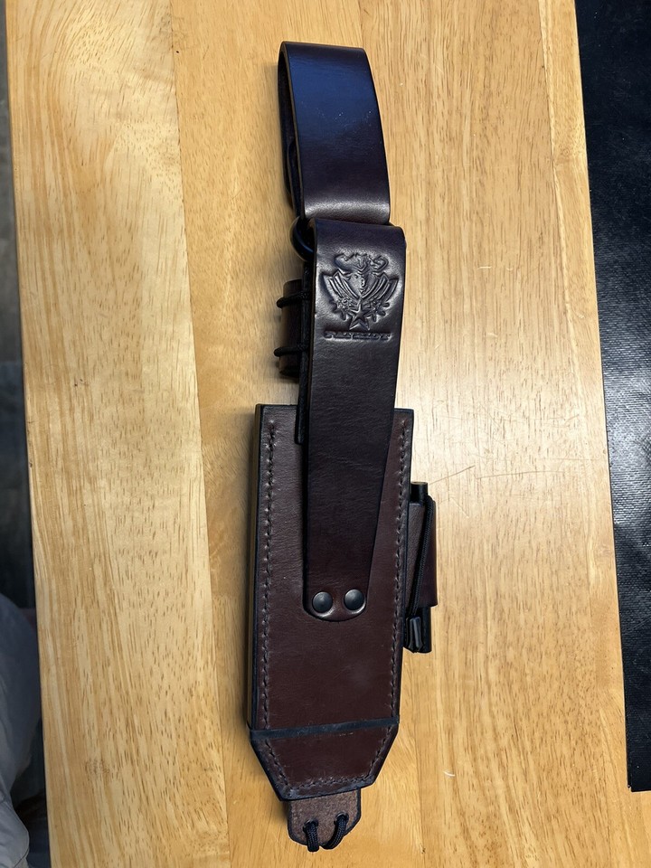 esee 6 Sheath Custom Handmade Heavy Leather Sheath w/h fire starter | eBay