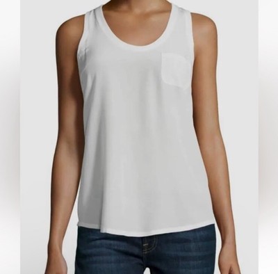 Joie Alicia Silk Racer Back Scoop Neck Tank Cami Top Round Hem Cream ...