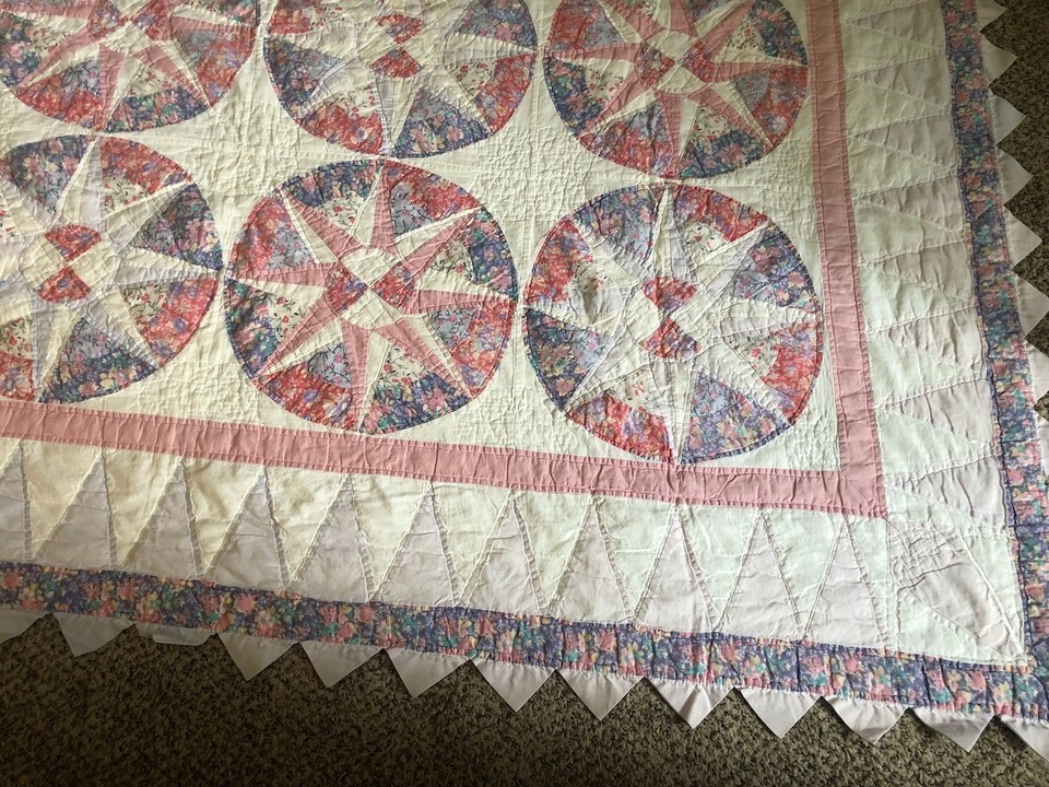 Vintage Cotton Patchwork Quilt Dresden Plate variation by ARCH QUILTS ...
