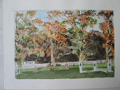 CT, COLEBROOK, FALL AT RIGA MEADOW STABLES / ORIG W/C / 14" X 10"/ MIMI ...