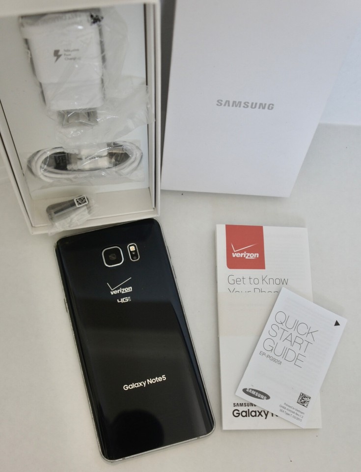 NEW Samsung Galaxy Note 5 Black Smartphone 32GB by Verizon SM-N920 ...