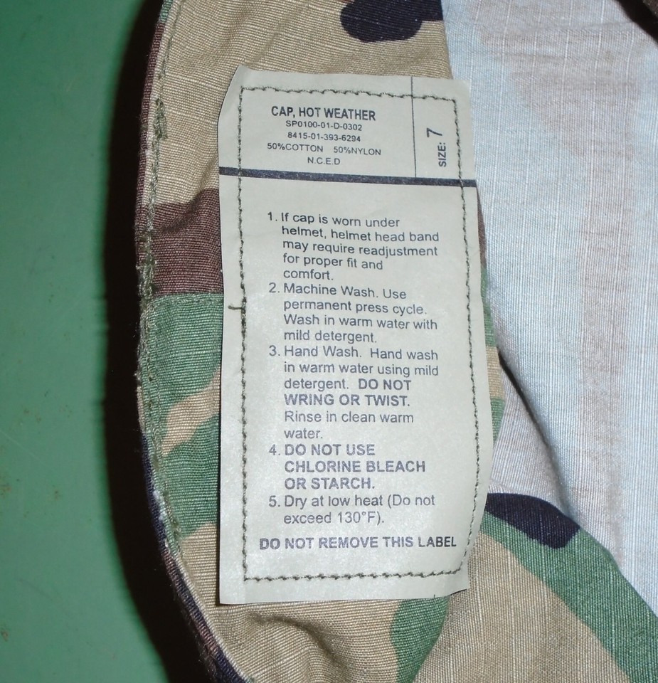 US Army Issue Woodland Camouflage Ripstop Hot Weather Patrol Hat Cap ...