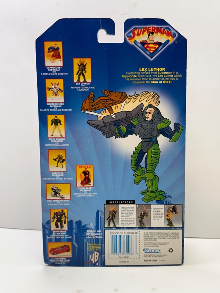 Superman Animated Show LEX LUTHOR 5" Figure Kryptonite Armor DC Kenner ...