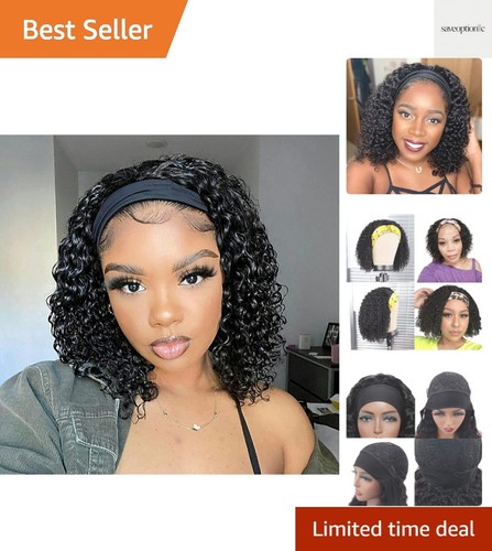 12 Inch Deep Wave Glueless Headband Wig - Effortless Style in Human ...