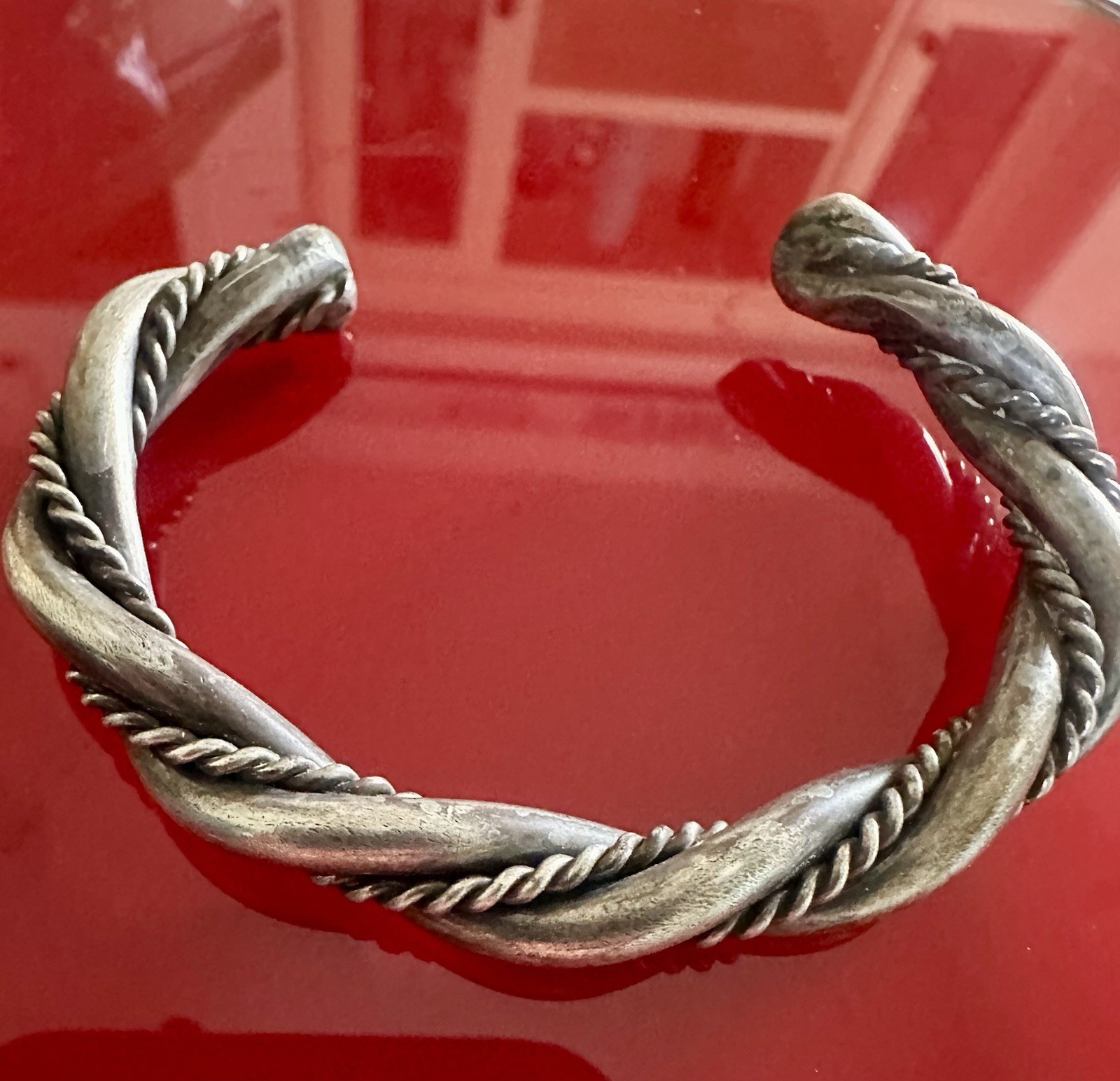 Heavy Antique Native American Navajo Double Rope Cuff… - Gem