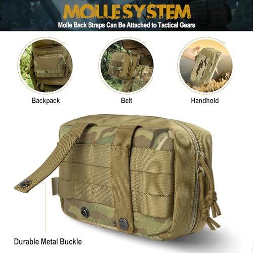 MOLLE Pouch, Tactical Admin Pouch Belt EDC Tool Organizer Zippered ...