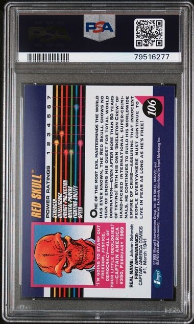 1992 Marvel Universe Red Skull PSA 9 MINT #106 Johann Schmidt Skeleton ...