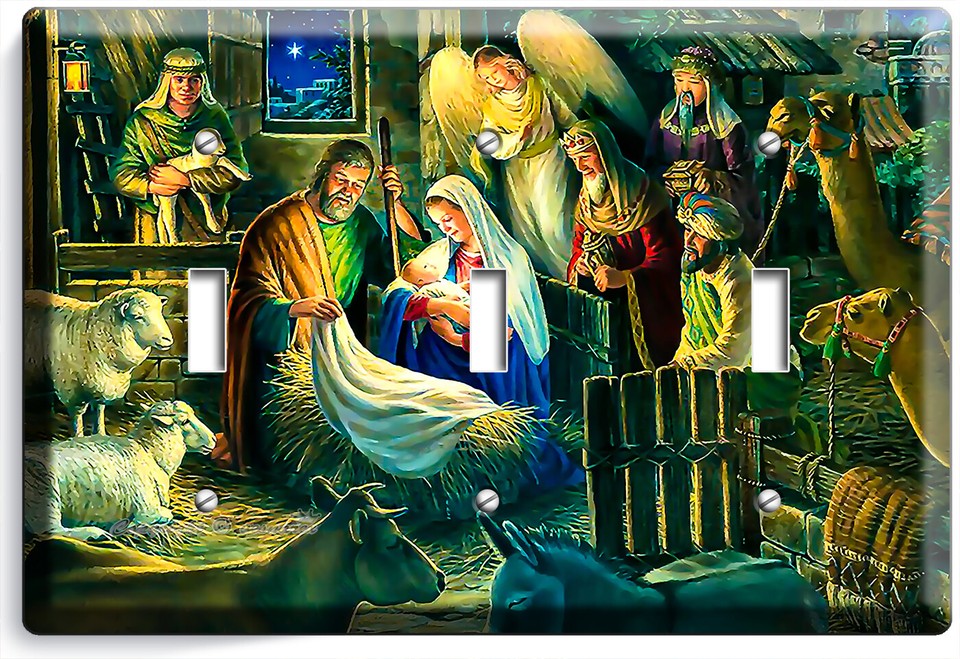 BIRTH OF JESUS CHRISTMAS NATIVITY STABLE LIGHT SWITCH OUTLET WALL PLATE ...