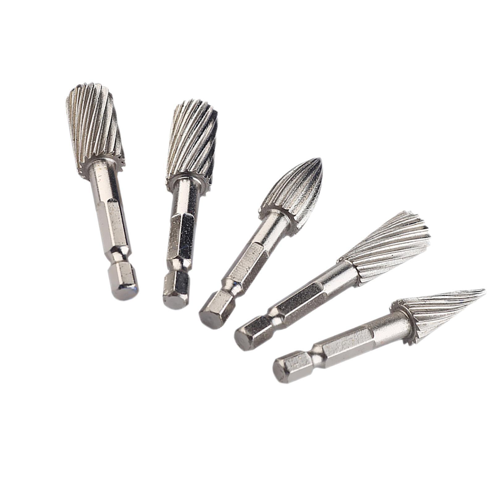 5pcs 1/4 '' Shank Rotary Milling Cutter Set End Mill Set Burrs Shank | eBay