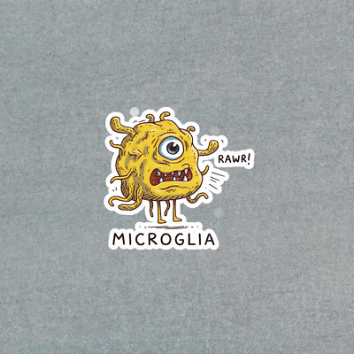 Cute Microglia Brain Cell Biology Sticker - Funny Science Pun #5289 | eBay
