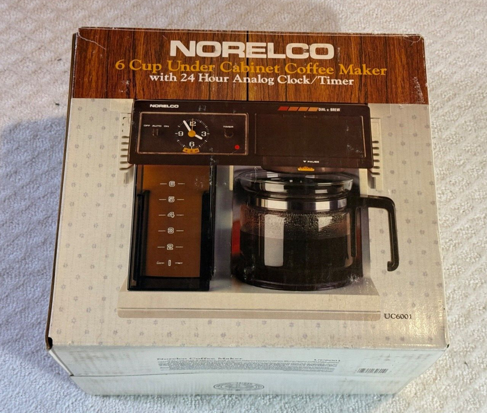 Norelco Under Cabinet Coffee Maker UC6001 6 Cup Analog Clock Timer NIB ...